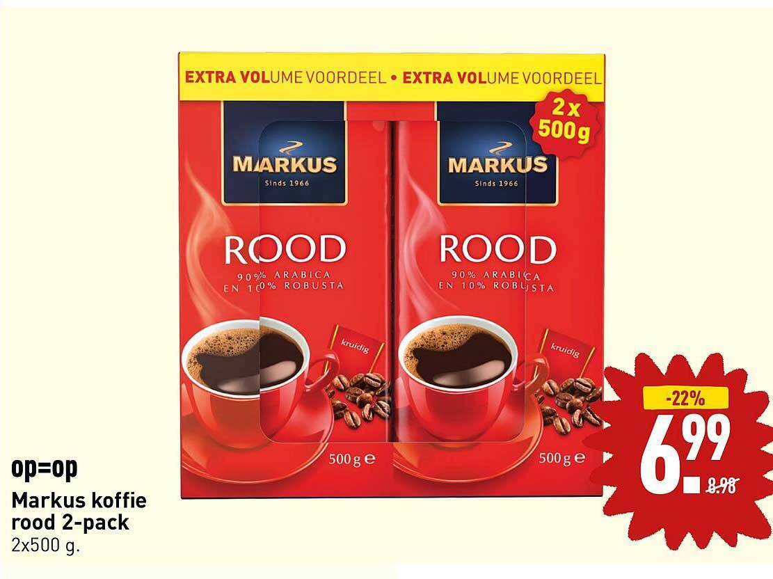 Markus koffie rood 2-pack aanbieding bij ALDI