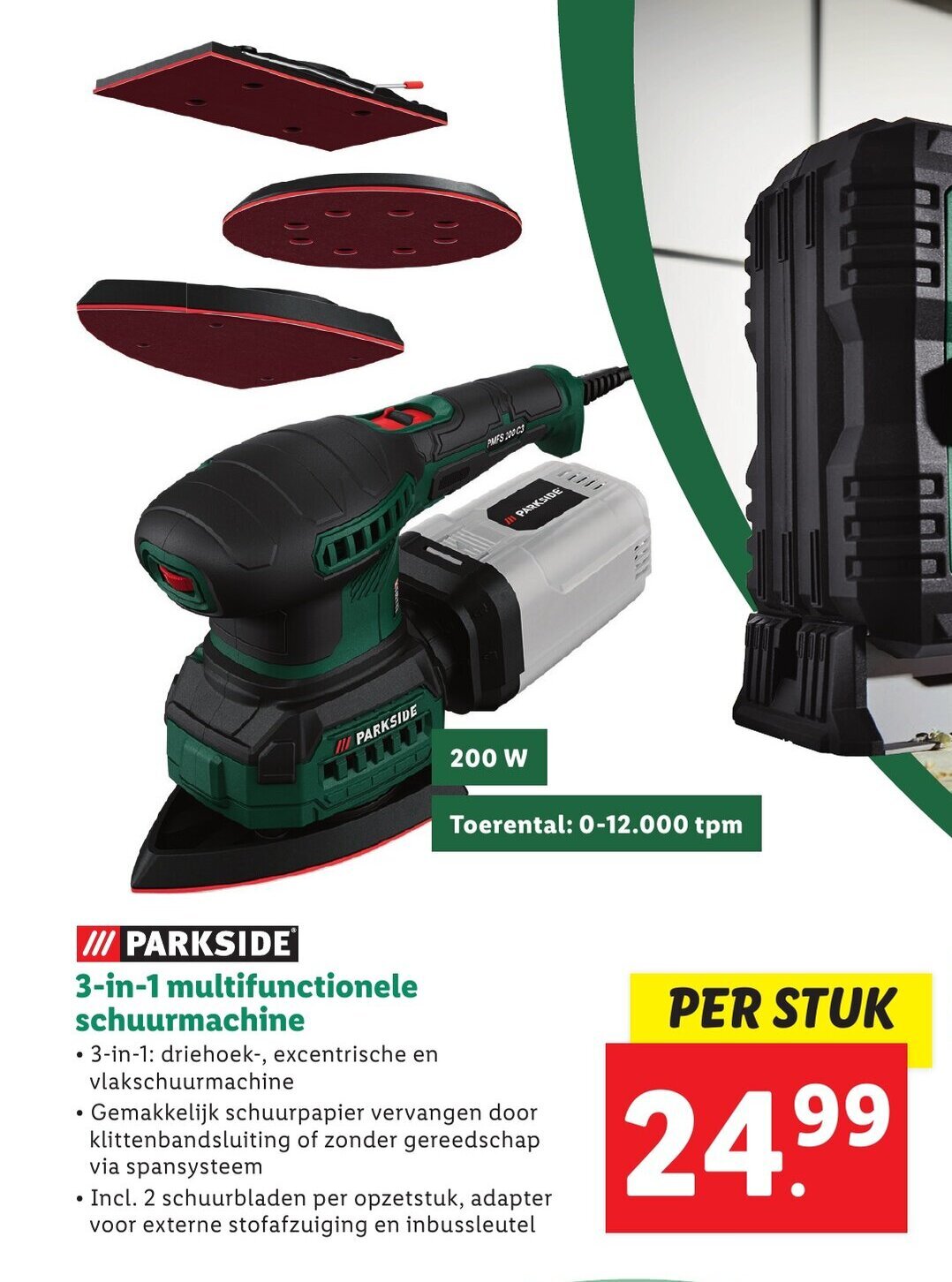 Parkside 3-in-1 multifuntionele schuurmachine aanbieding bij Lidl