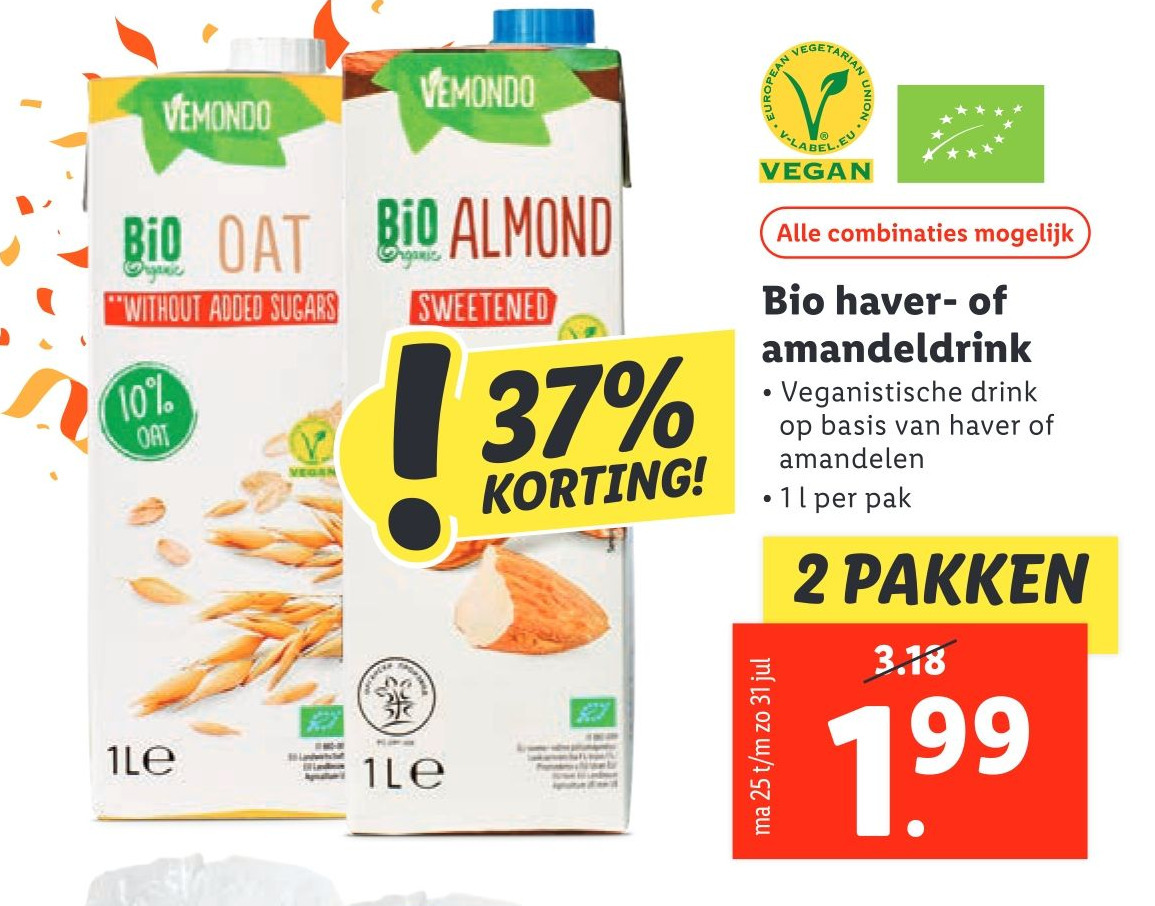 Bio haver- of amandeldrink aanbieding bij Lidl