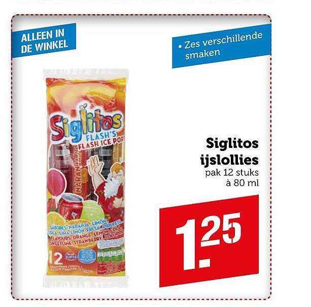 Siglitos ijslollies aanbieding bij Coop