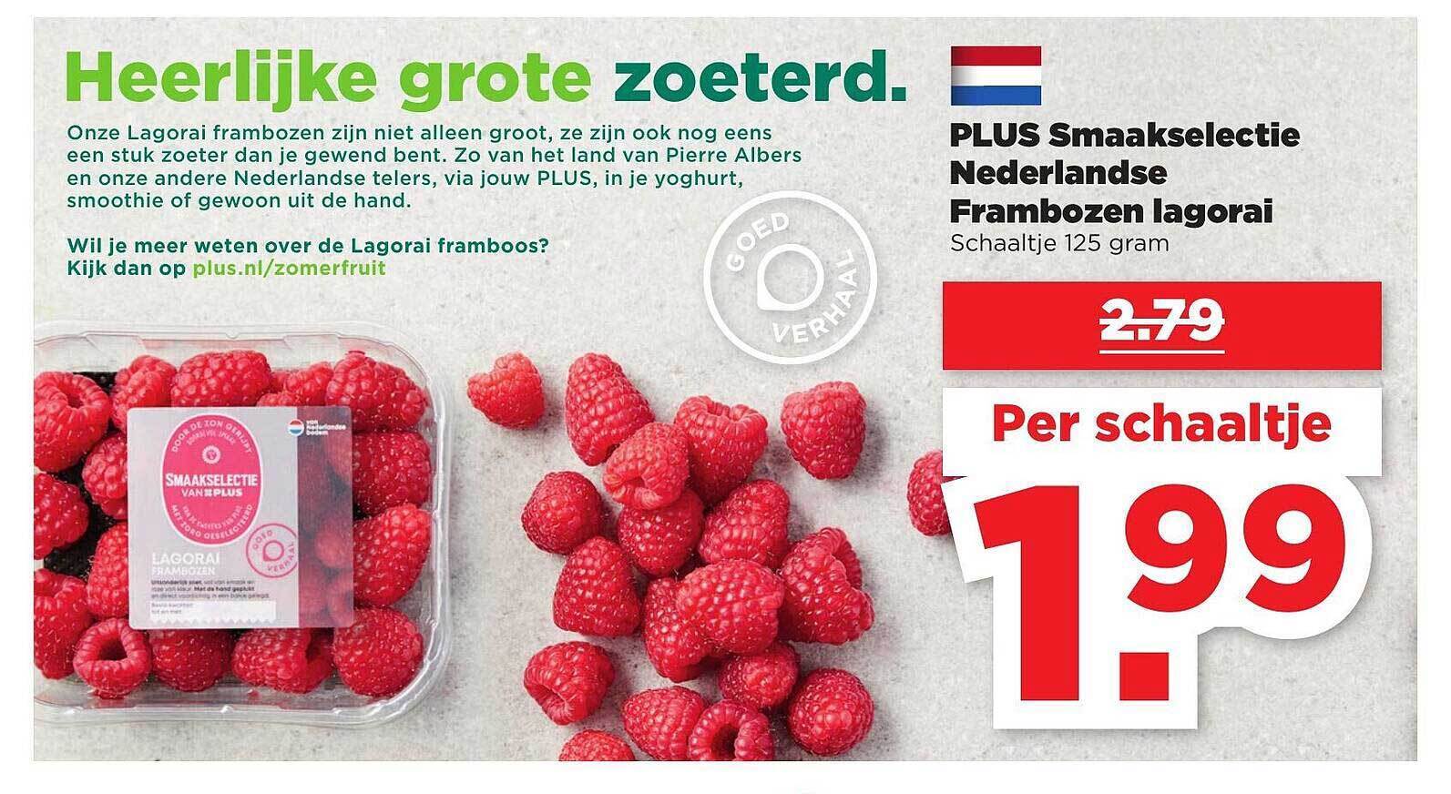 Plus smaakselectie nederlandse frambozen lagorai aanbieding bij PLUS