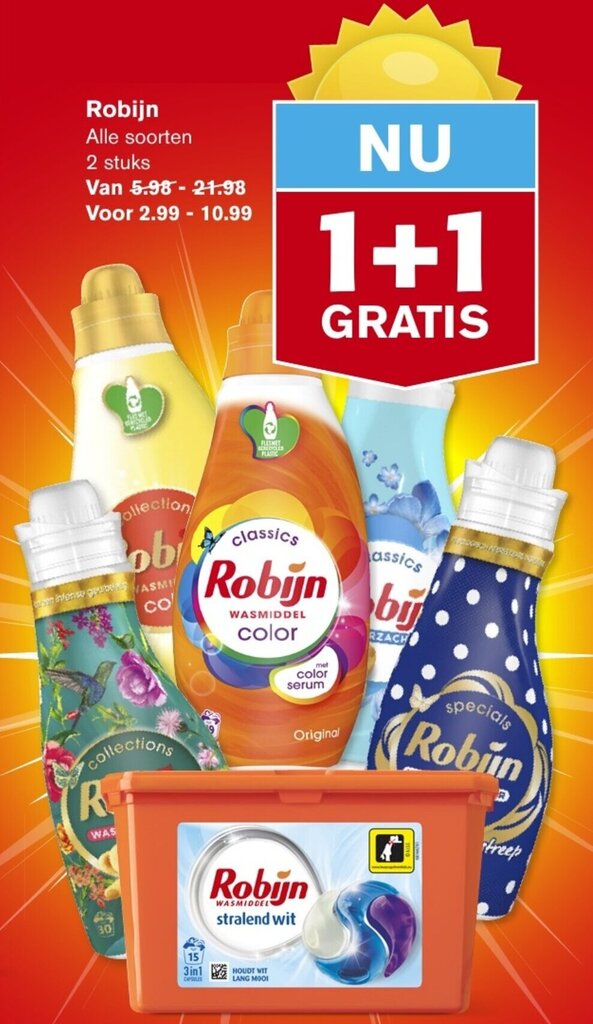 Robijn 2 stuks 1+1 Gratis aanbieding bij Hoogvliet