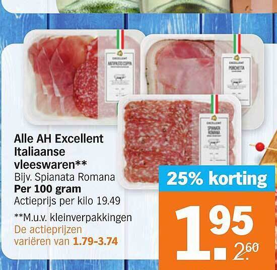 Alle ah excellent italiaanse vleeswaren 25% korting aanbieding bij ...