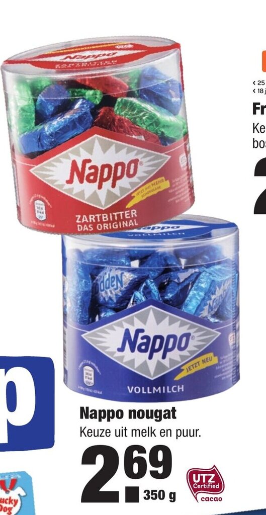 Nappo nougat 350 gr aanbieding bij ALDI