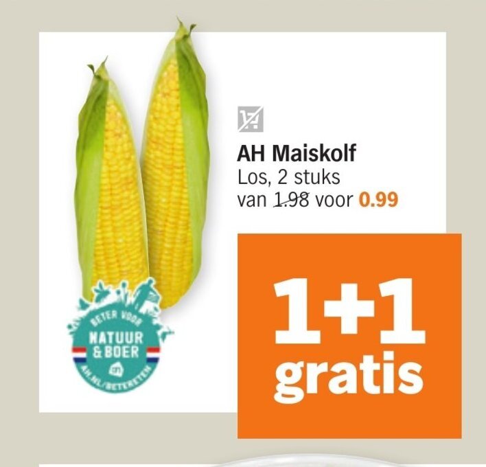 Maiskolf 2 stuks 1+1 Gratis aanbieding bij Albert Heijn