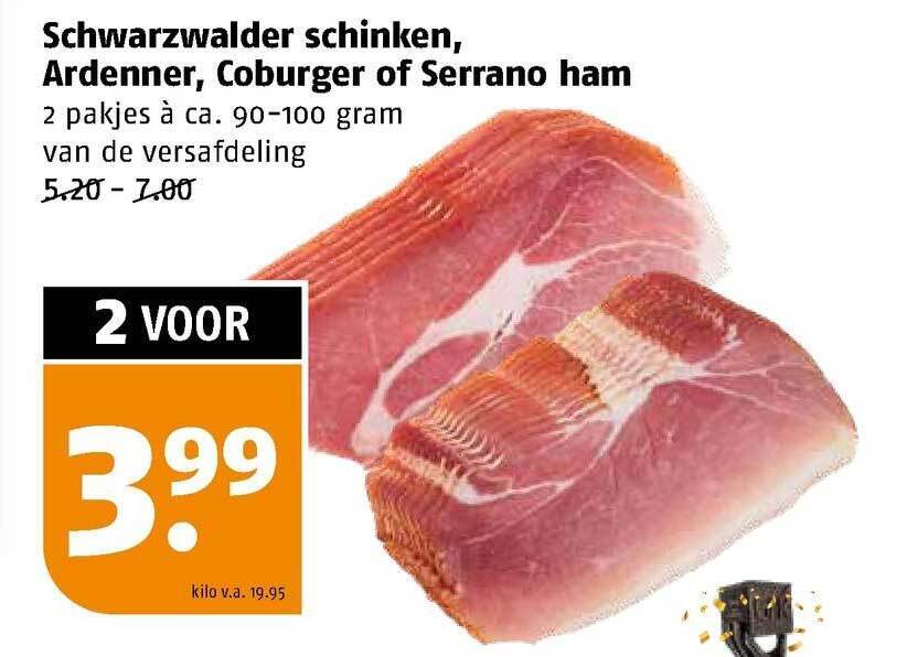 Schwarzwalder schinken, ardenner, coburger of serrano ham aanbieding ...