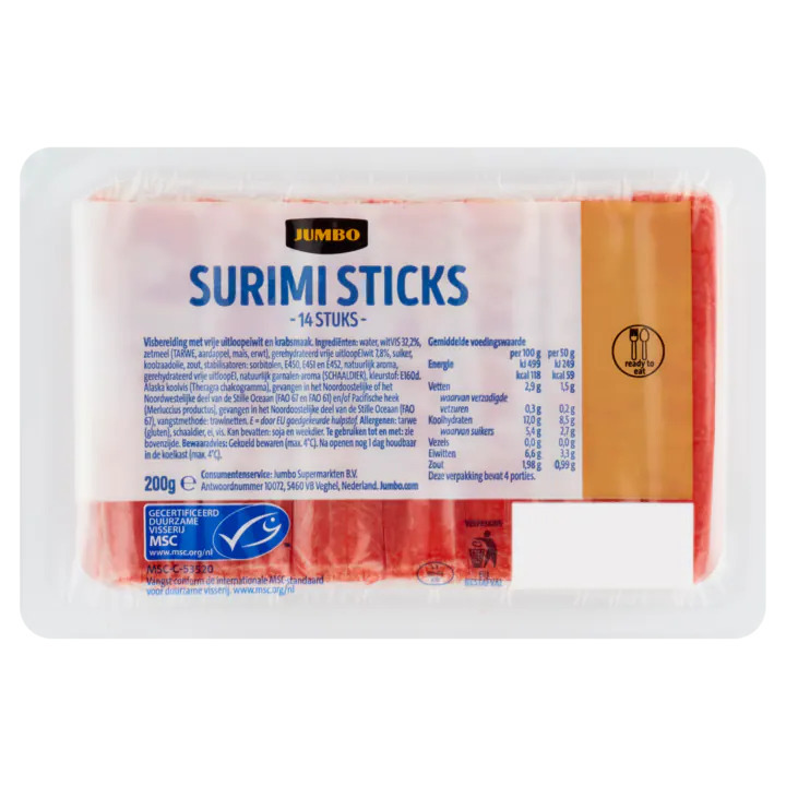Jumbo surimi sticks 200g aanbieding bij Jumbo