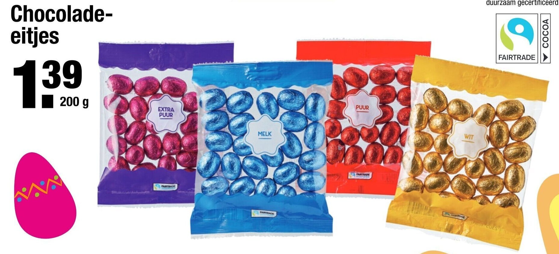 Chocolade eitjes 200 aanbieding bij ALDI