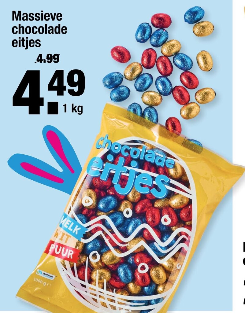 Massieve chocolade eitjes 1kg aanbieding bij ALDI