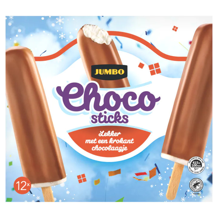 Jumbo choco sticks ijs 12 stuks aanbieding bij Jumbo