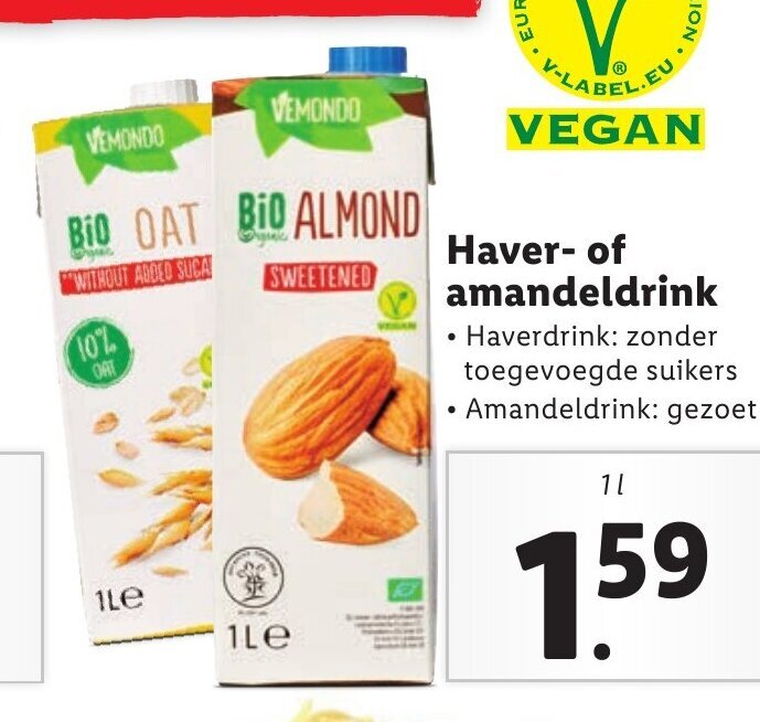 Vemondo Haver- of amandeldrink 1 L aanbieding bij Lidl