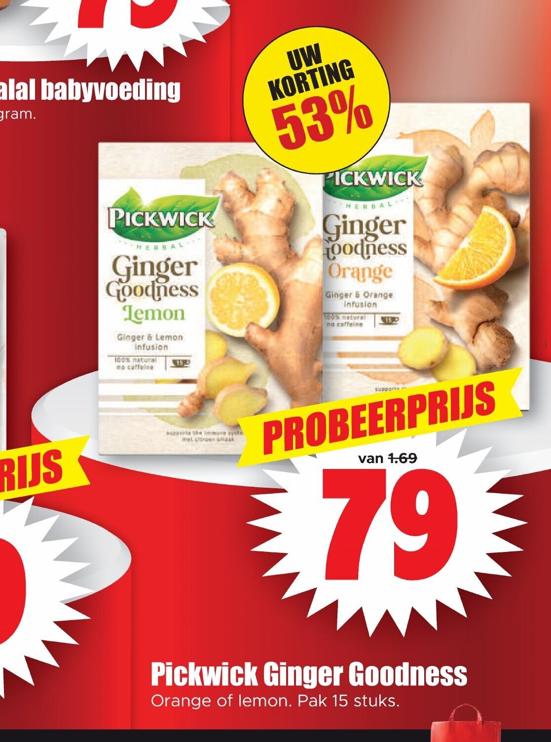 Pickwick Ginger Goodness pak 15 stuks aanbieding bij Dirk