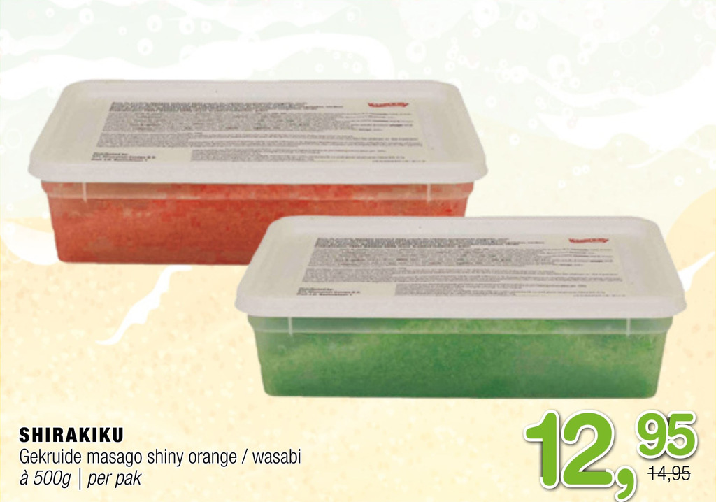 Shirakiku gekruide masago shiny orange / wasabi aanbieding bij Amazing ...