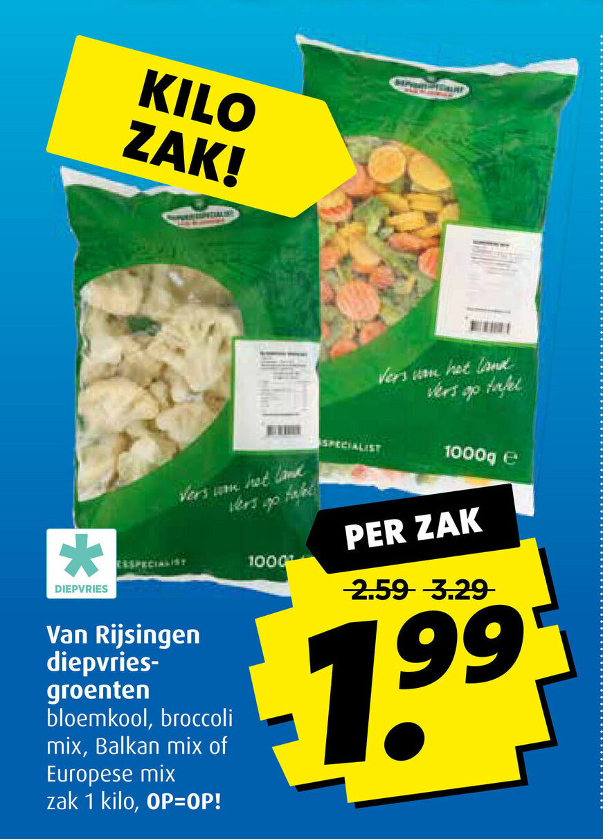 Van Rijsingen diepvries-groenten bloemkool, broccoli mix, Balkan mix of ...
