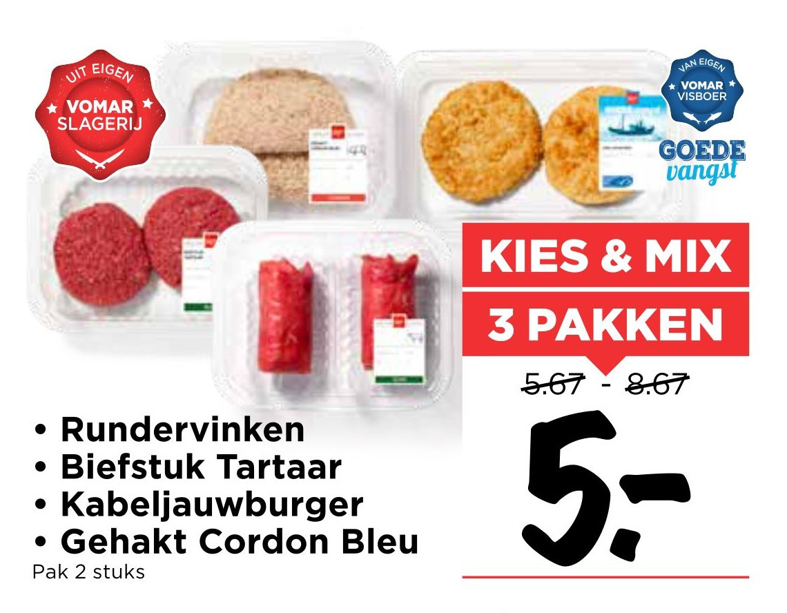 Rundervinken Biefstuk Tartaar Kabeljauwburger Gehakt Cordon Bleu ...