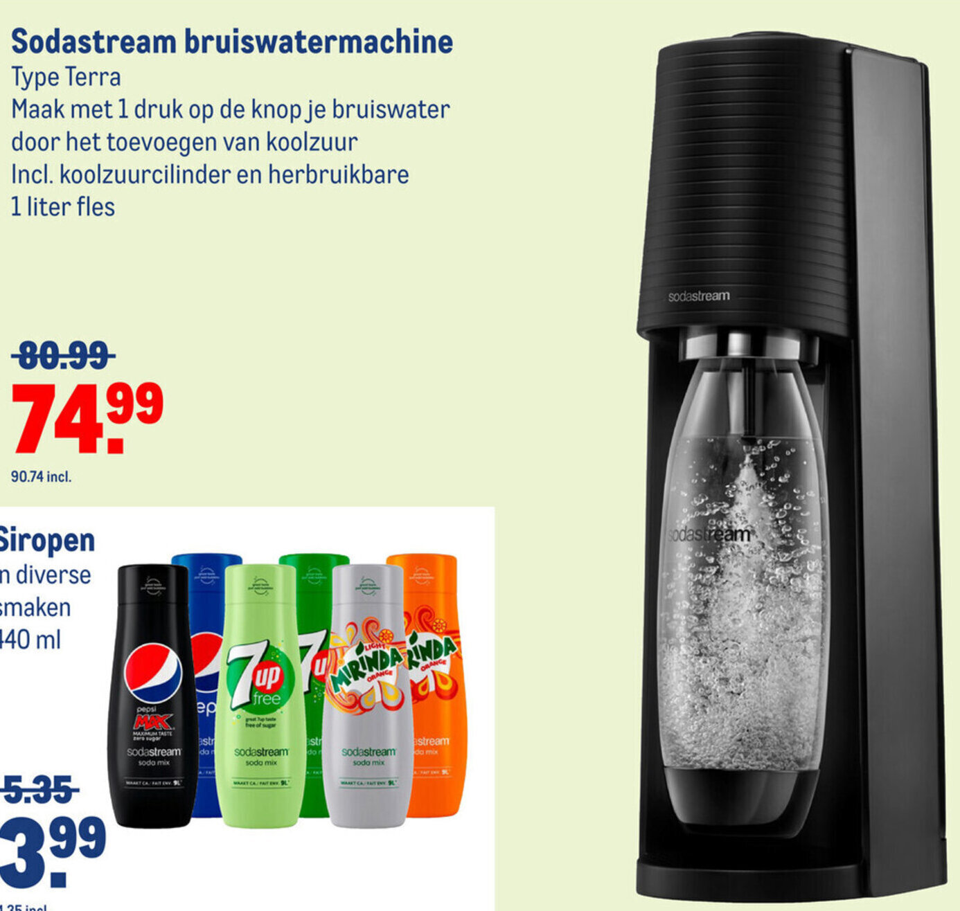 Sodastream bruiswatermachine Type Terra 1L aanbieding bij Makro