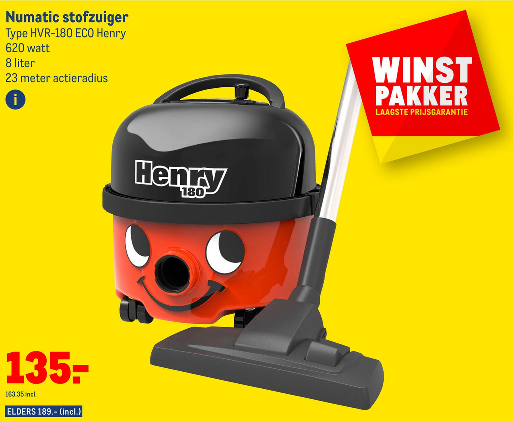 Numatic stofzuiger type hvr-180 eco henry 620 watt aanbieding bij Makro