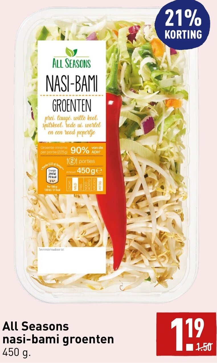 All Seasons nasi-bami groenten 450g aanbieding bij ALDI