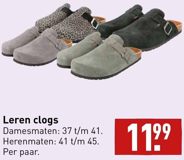 Leren clogs aanbieding bij ALDI