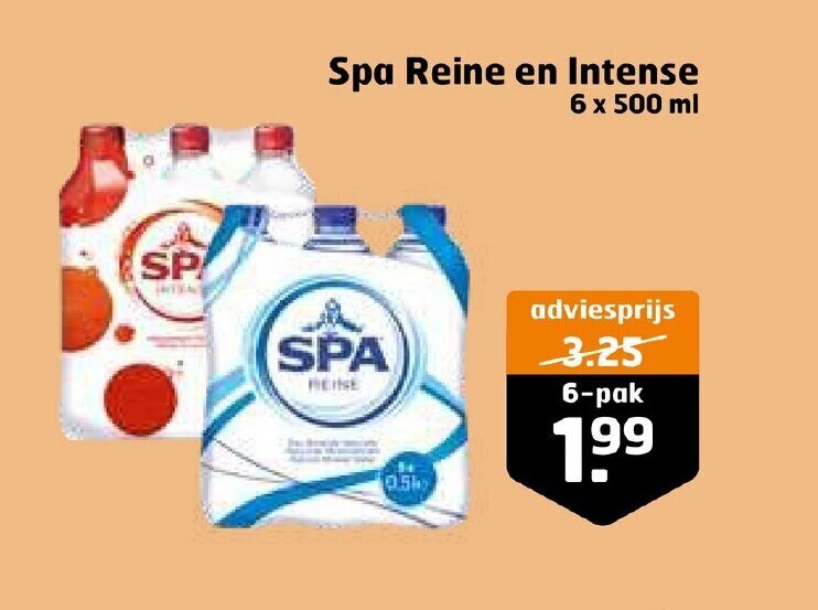 Spa Reine en Intense 6x500 ml aanbieding bij Trekpleister