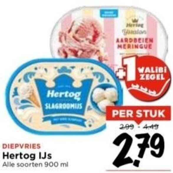 Hertog IJs 900ml aanbieding bij Vomar Voordeelmarkt