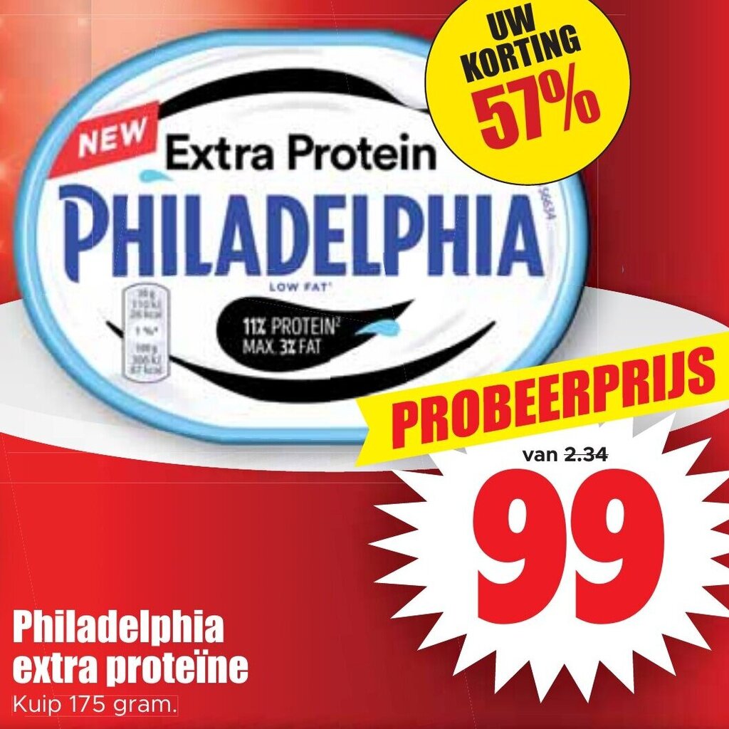 Philadelphia extra proteine 175g aanbieding bij Dirk
