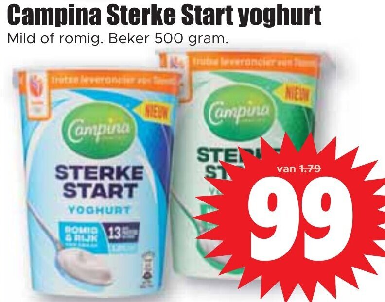 Campina Sterke Start yoghurt 500g aanbieding bij Dirk