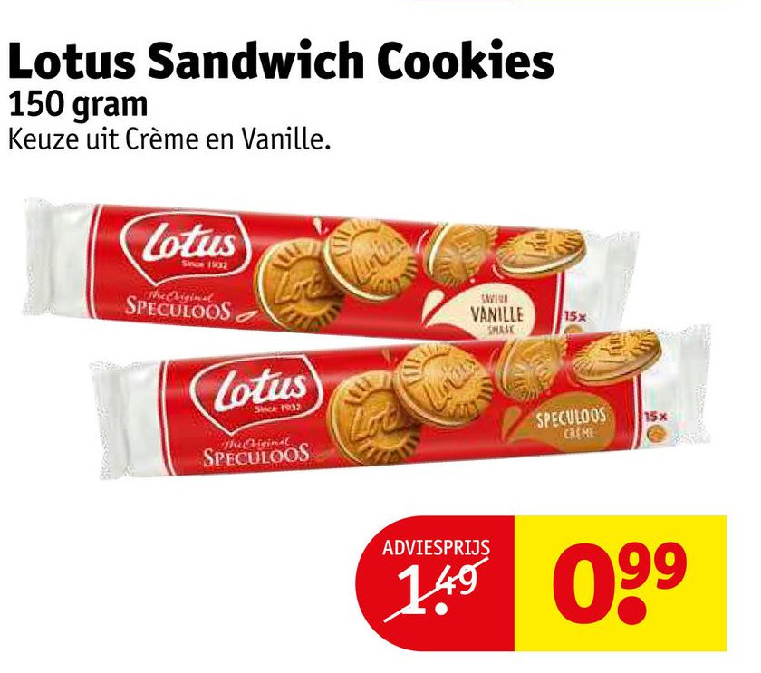 Lotus sandwich cookies aanbieding bij Kruidvat