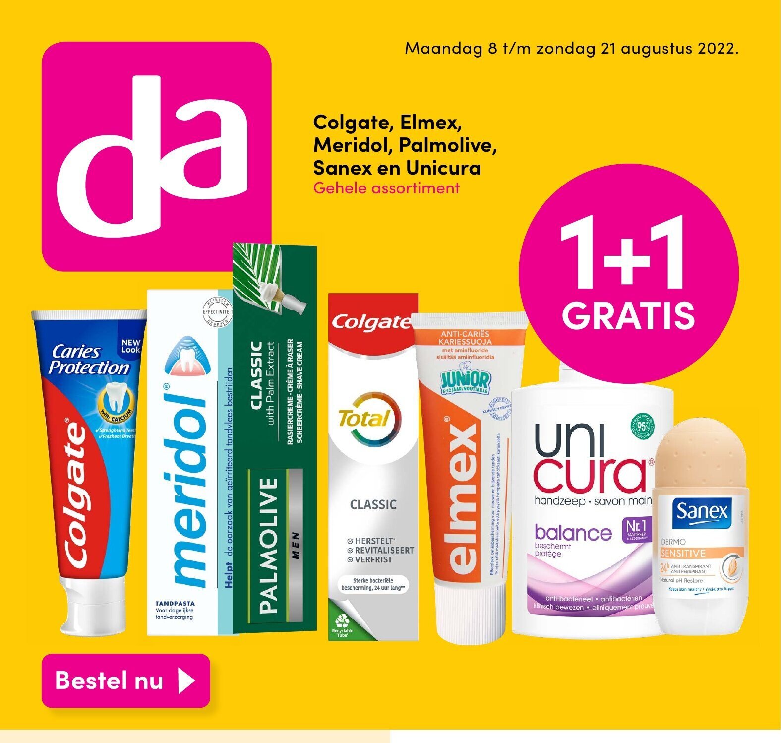 Colgate, Elmex, Meridol, Palmolive, Sanex en Unicura aanbieding bij DA