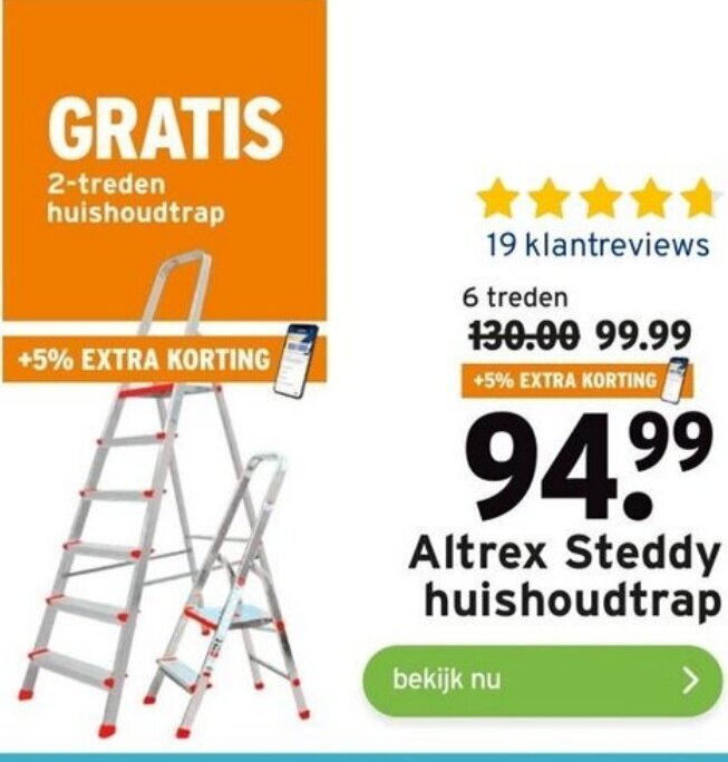Altrex Steddy huishoudtrap 6 treden aanbieding bij GAMMA
