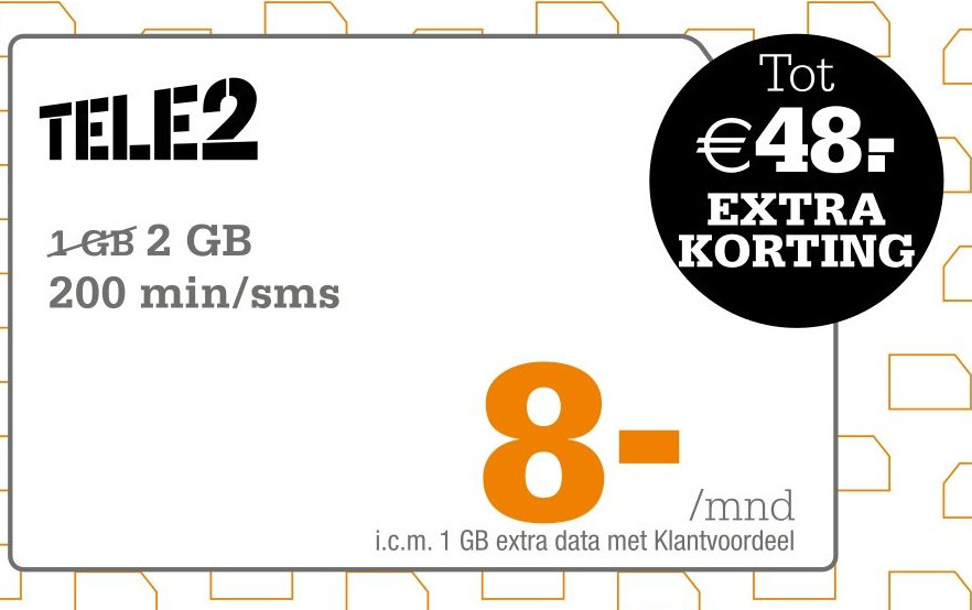 Tele2 Sim-Only aanbieding bij Telecombinatie