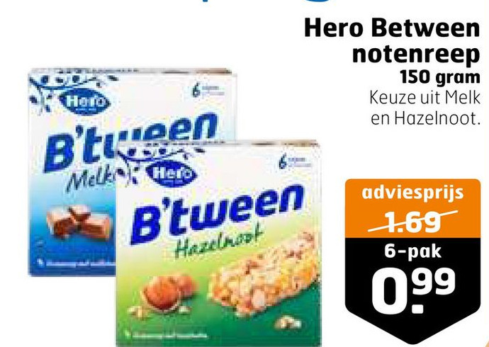 Hero between notenreep aanbieding bij Trekpleister