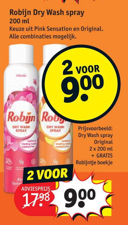 Robijn Dry Wash spray aanbieding bij Kruidvat