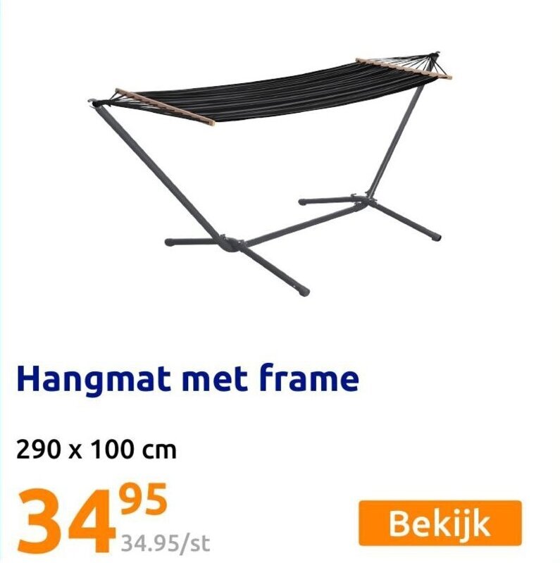 Hangmat met frame 290x100 cm aanbieding bij Action