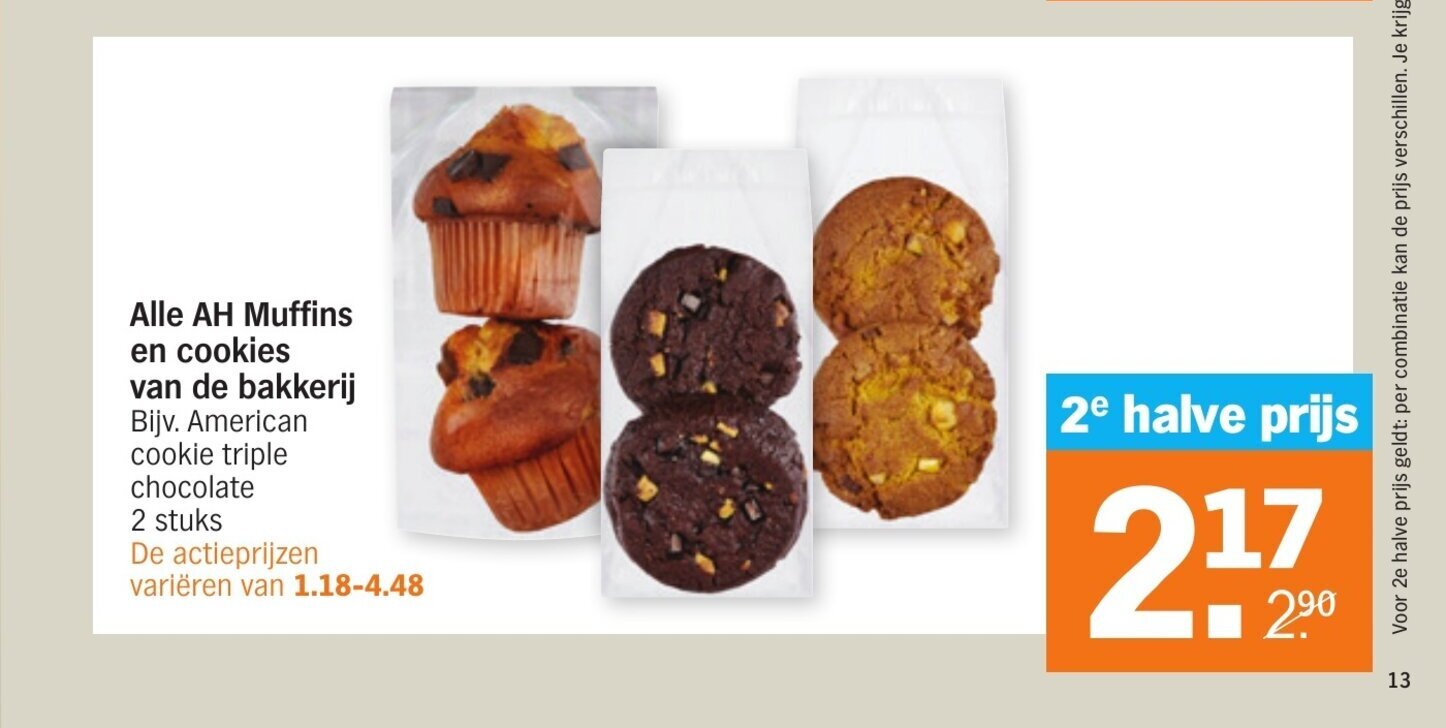 Alle AH Muffins en cookies van de bakkerij 2 stuks aanbieding bij ...