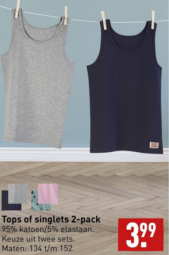 Tops of singlets 2-pack aanbieding bij ALDI