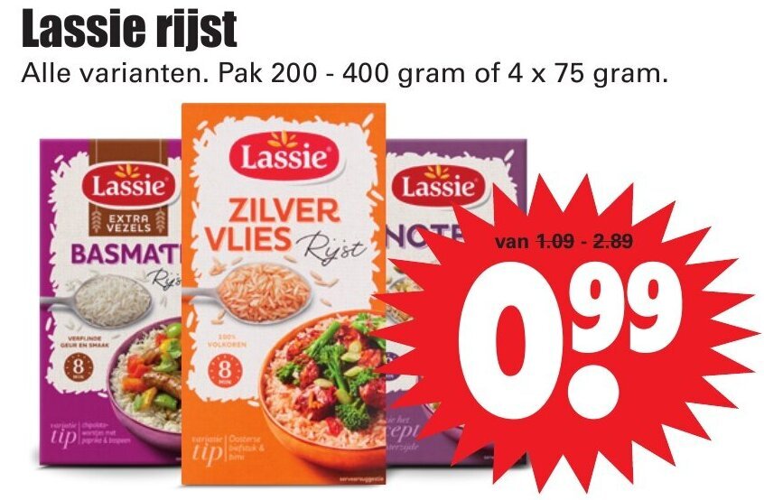 Lassie rijst 200-400g of 4*75g aanbieding bij Dirk