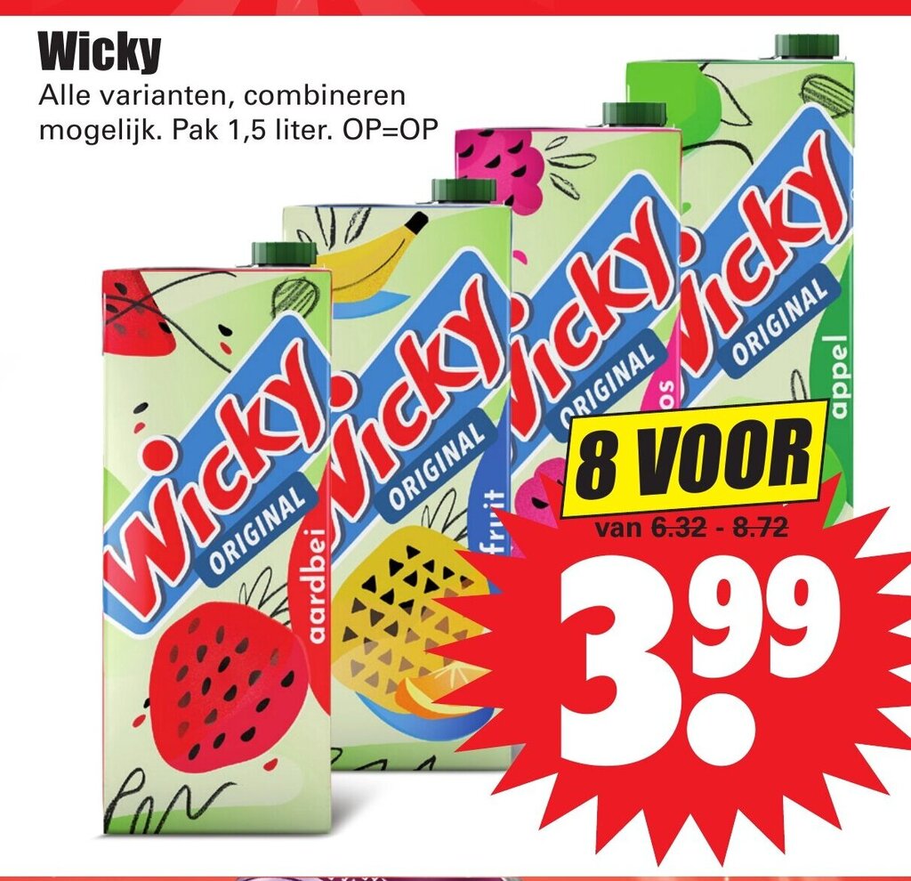 Wicky 8*1.5L aanbieding bij Dirk