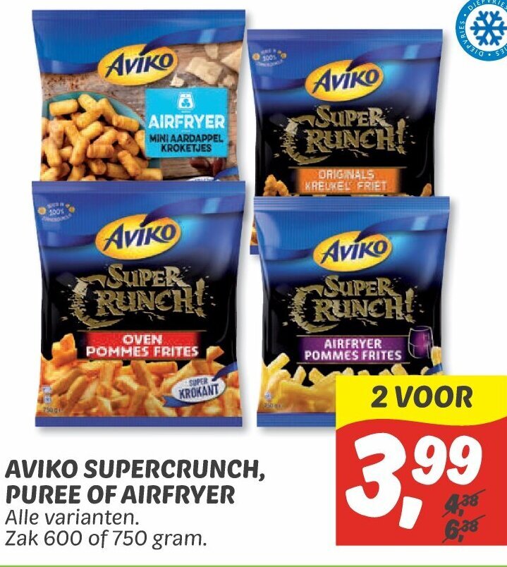 Aviko supercrunch, puree of airfryer 600g aanbieding bij Dekamarkt