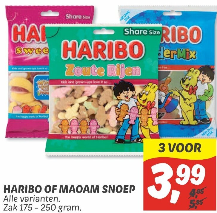 Haribo of maoam snoep 175g aanbieding bij Dekamarkt