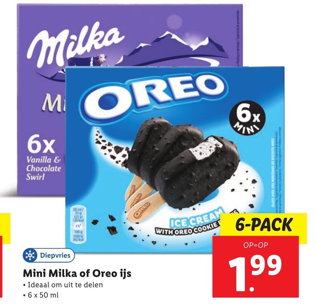 Mini Milka of Oreo ijs aanbieding bij Lidl