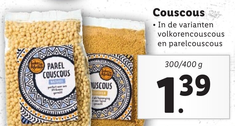Couscous 300/400 g aanbieding bij Lidl
