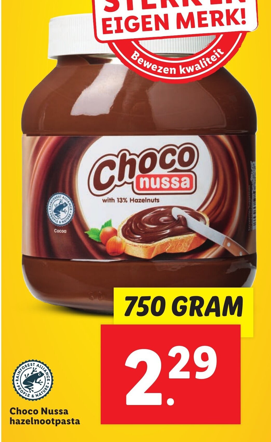 Choco Nussa hazelnootpasta 750 gram aanbieding bij Lidl