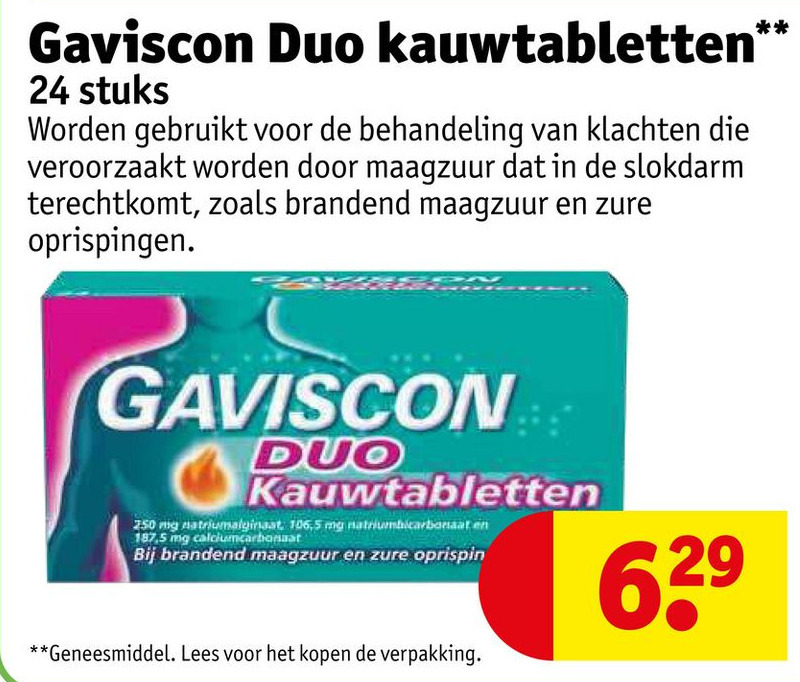 Gaviscon duo kauwtabletten** aanbieding bij Kruidvat