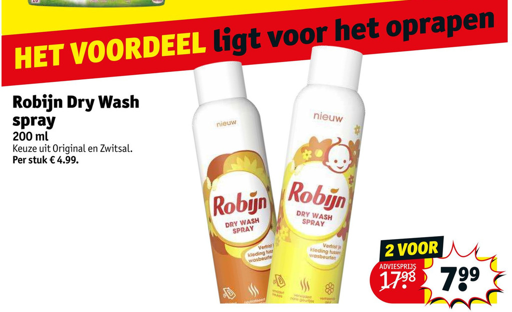 Robijn dry wash spray aanbieding bij Kruidvat