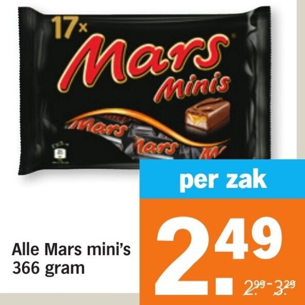 Alle Mars mini's 366 gram aanbieding bij Albert Heijn