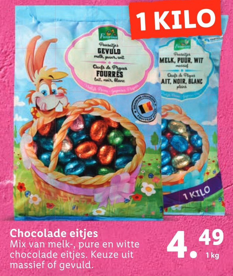 Chocolade eitjes 1kg aanbieding bij Lidl