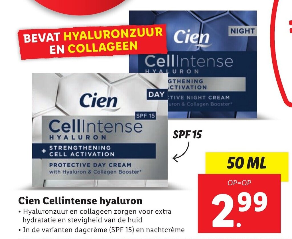 Cien cellintense hyaluron 50ml aanbieding bij Lidl