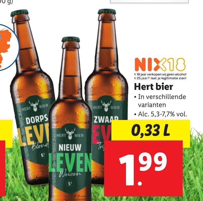 Hert bier 0,33L aanbieding bij Lidl