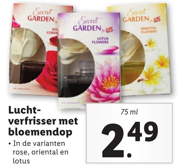 Lucht- verfrisser met bloemendop 75ml aanbieding bij Lidl